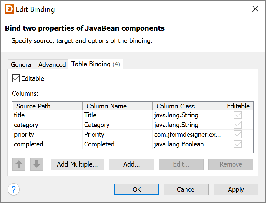 Beans Binding (JSR 295) | JFormDesigner - Java/Swing GUI Designer