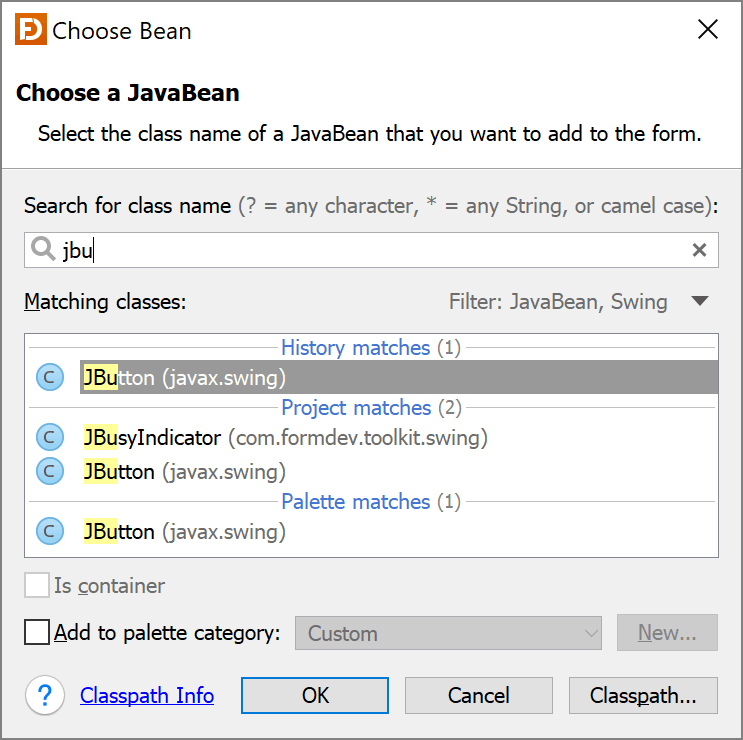 Palette | JFormDesigner - Java/Swing GUI Designer