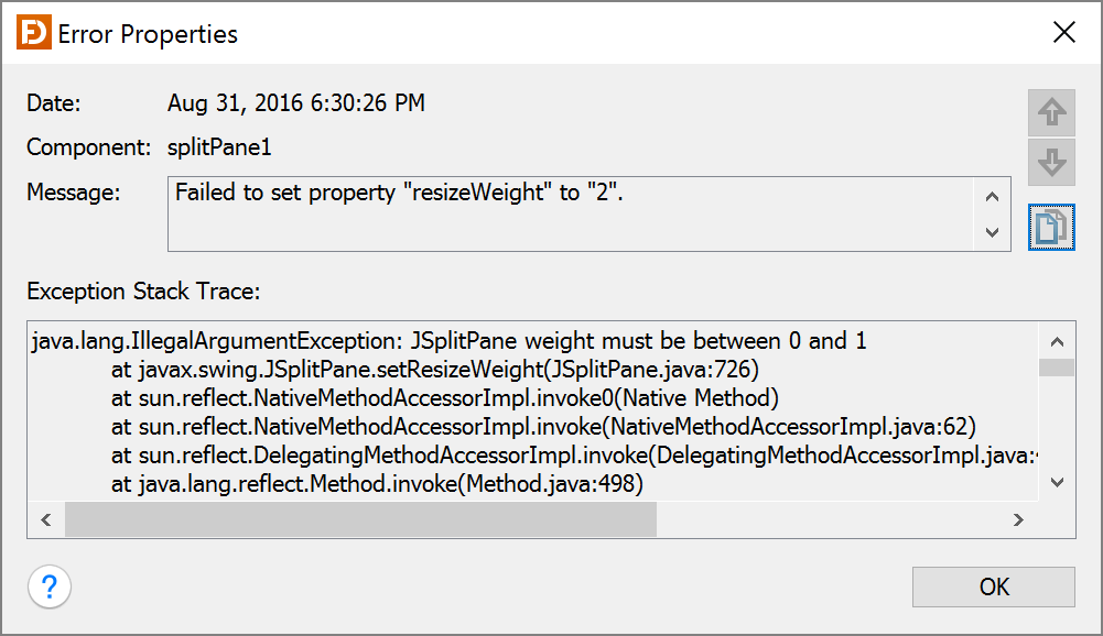 Error Log View | JFormDesigner - Java/Swing GUI Designer