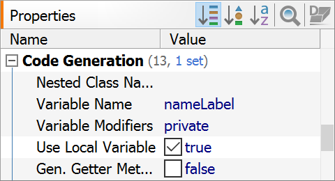 Code Generation Properties | JFormDesigner - Java/Swing GUI Designer